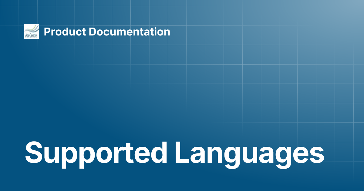 Supported Languages | Product Documentation